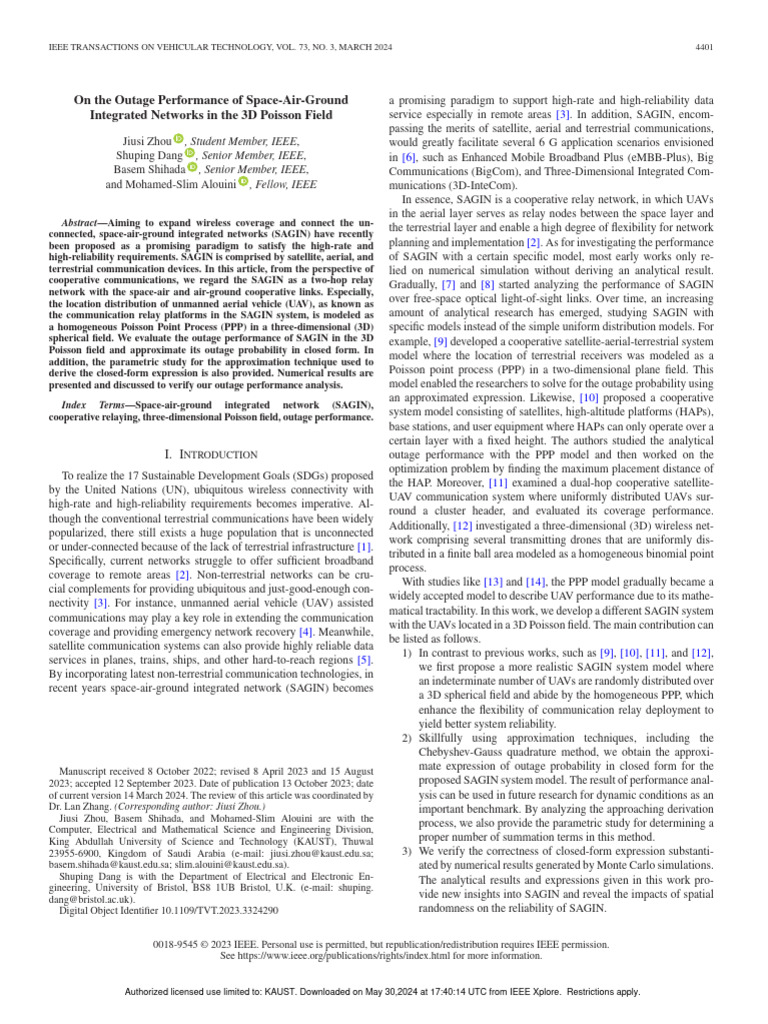 On The Outage Performance of Space-Air-Ground Integrated Networks in ...