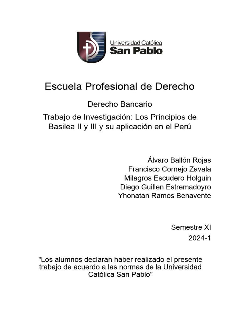 Los Principios de Basilea II y III y Su Apliación en El Perú | PDF ...