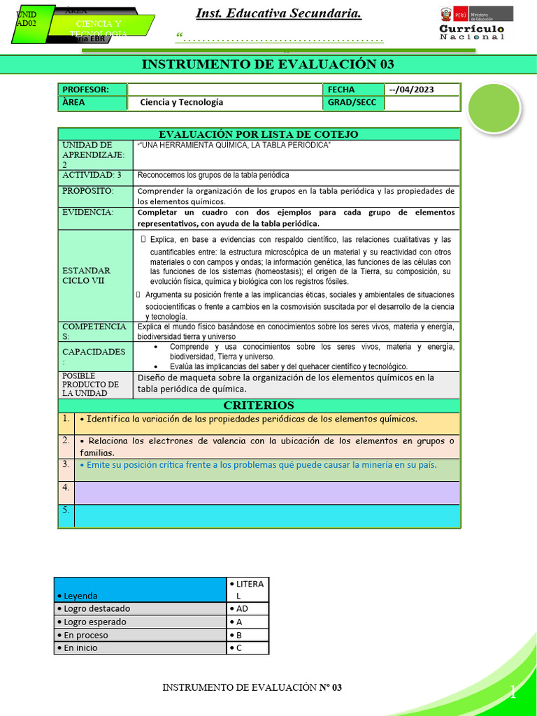 C-3º LC Act 3 - Cyt-Und 2 - Sem 3 | PDF | Tabla periódica | Organismos