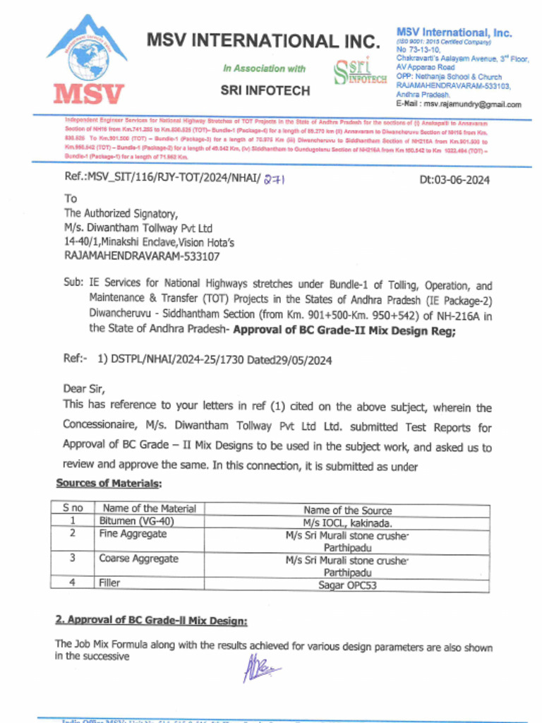 271 Approval of BC Grade-II Mix Design | PDF