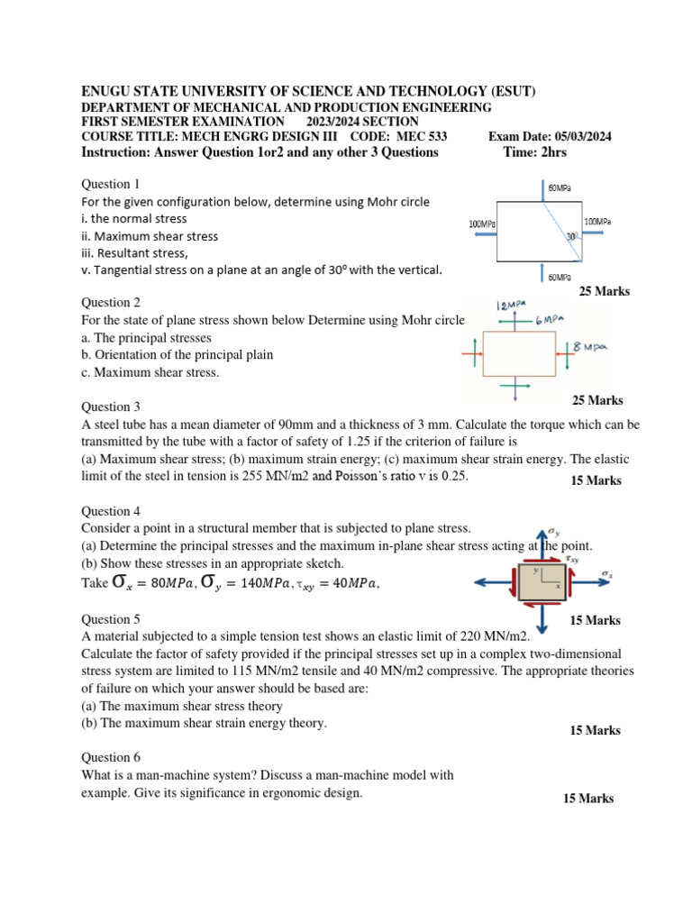 Question Paper. Engine Design 2 | PDF