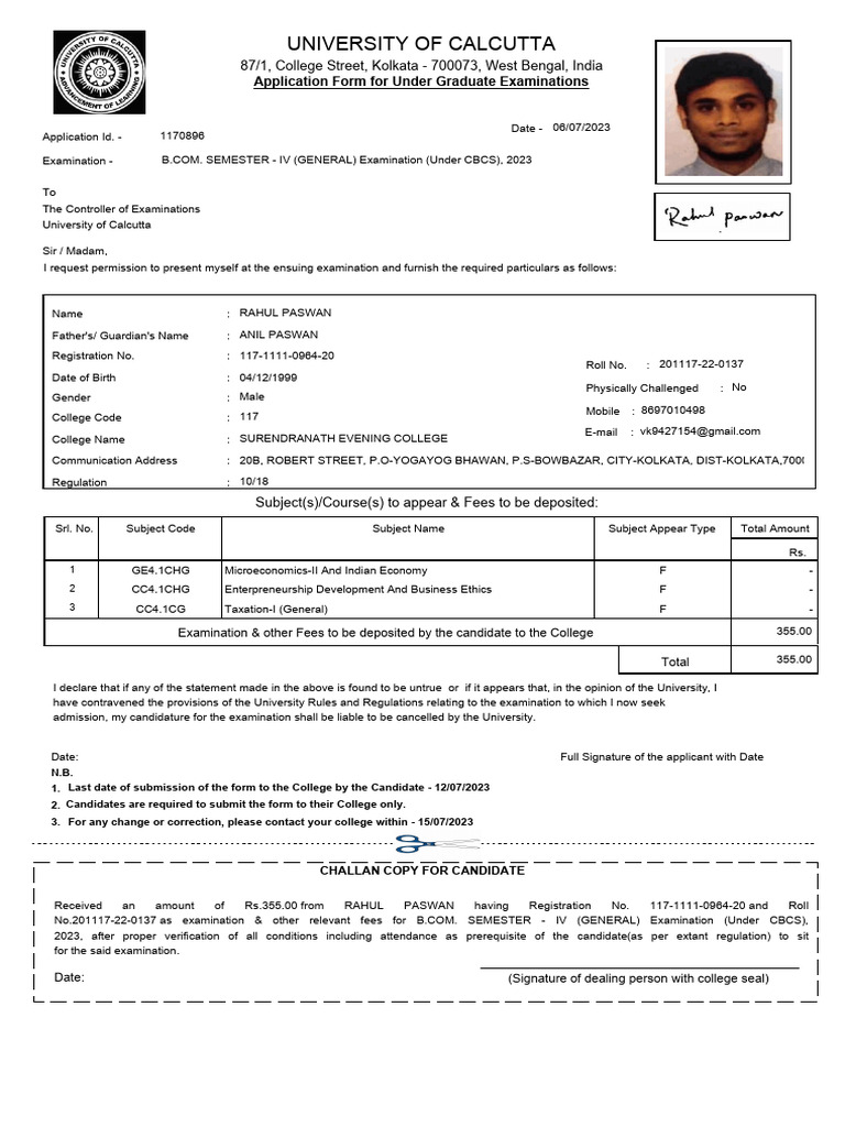 Enrolment - Form - 117 1111 0964 20 - 06 07 2023 - 17 34 | PDF ...