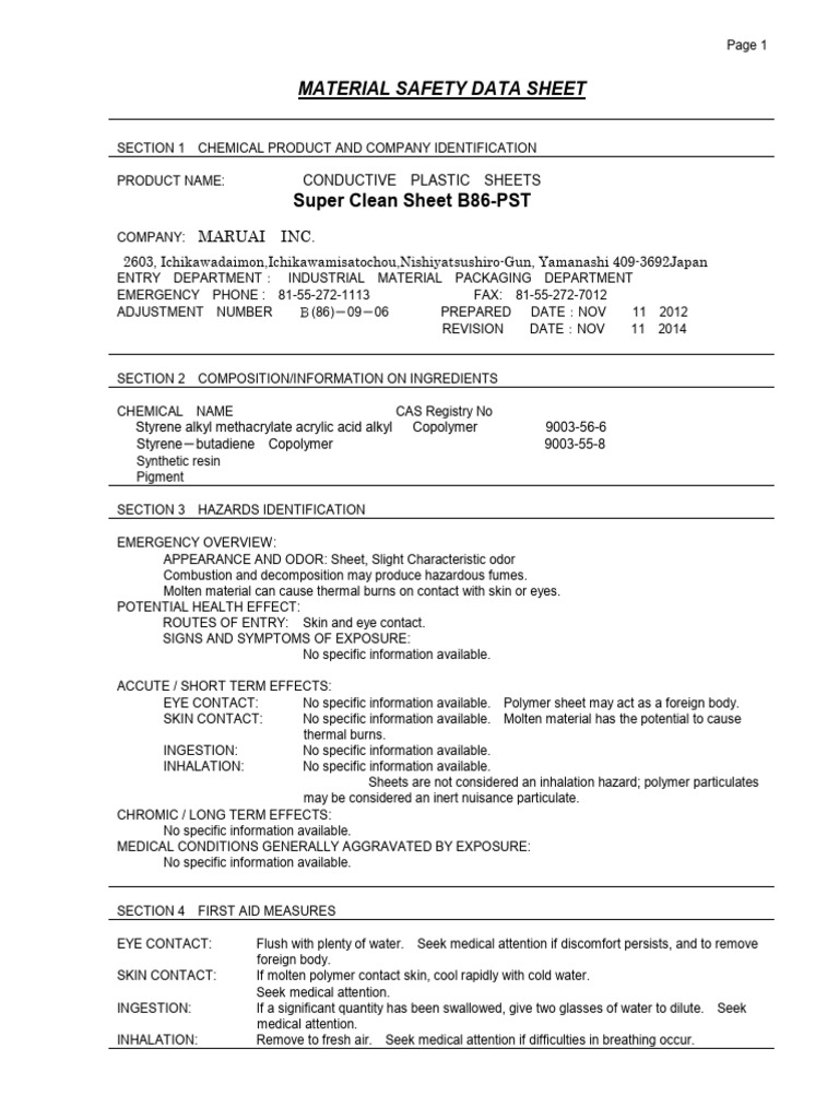MSDS Data Tray | PDF | Personal Protective Equipment | Biodegradation