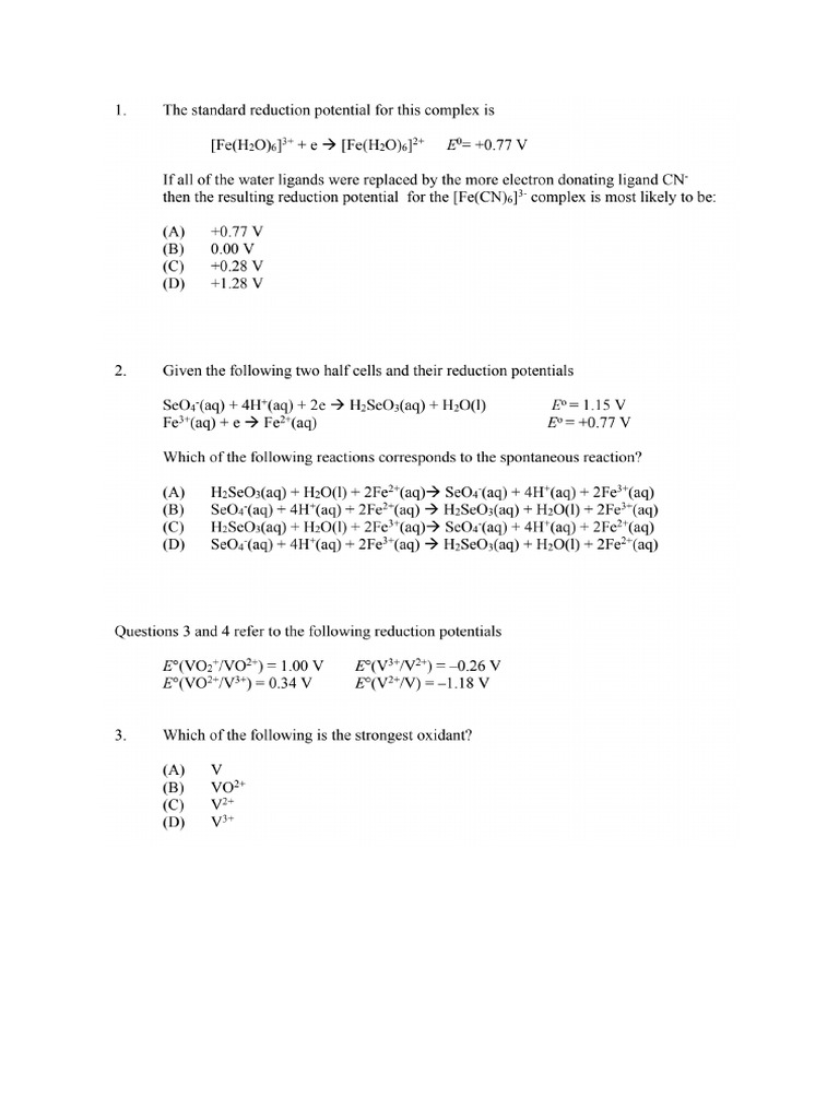Worksheet Redox | PDF