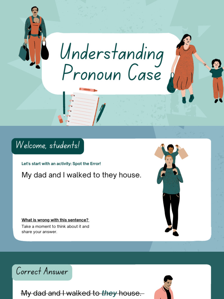Cases of Pronouns Education Presentation in Blue Orange Friendly Hand ...