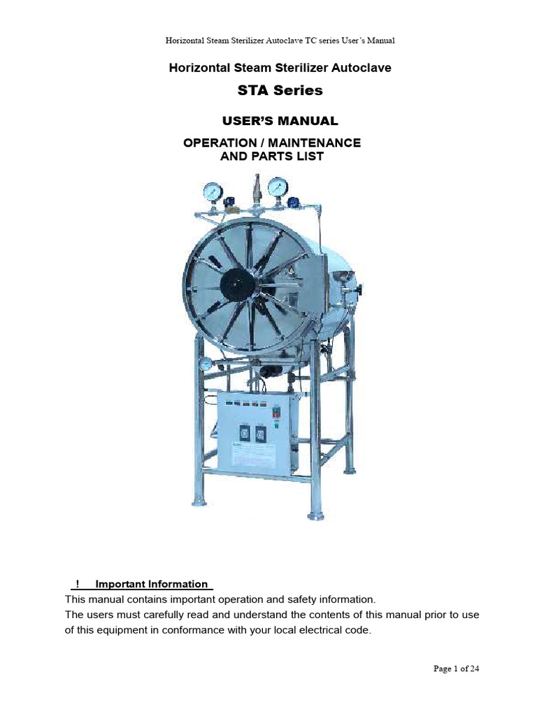 Autoclave User Manual | PDF | Sterilization (Microbiology) | Valve Autoclave User Manual | PDF | Sterilization (Microbiology) | Valve