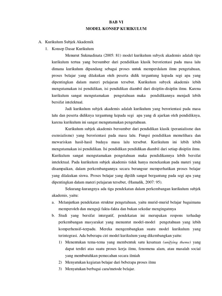 Bab Vi Model Konsep Kurikulum | PDF