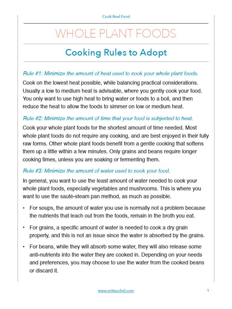 Reference Sheet - Cooking Rules & Methods To Adopt | PDF | Cooking | Foods