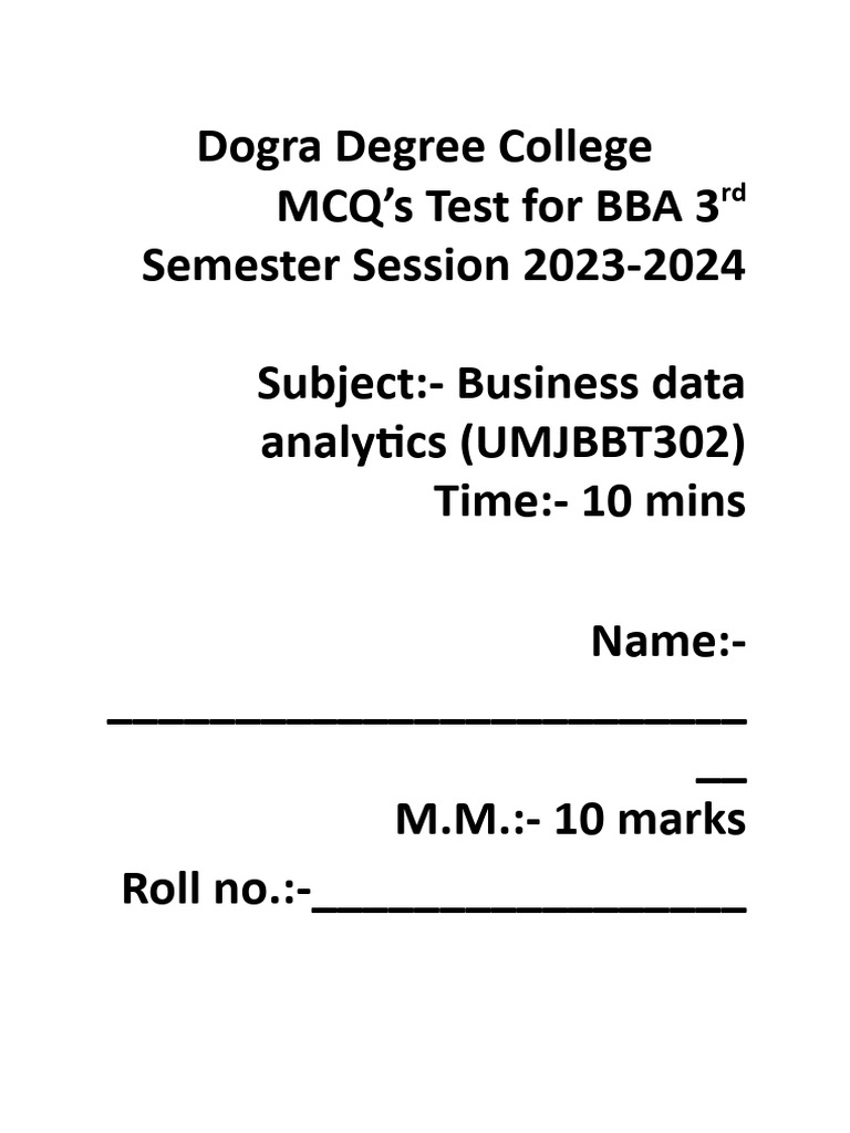 MCQ Bda | PDF | Analytics | Spreadsheet MCQ Bda | PDF | Analytics | Spreadsheet