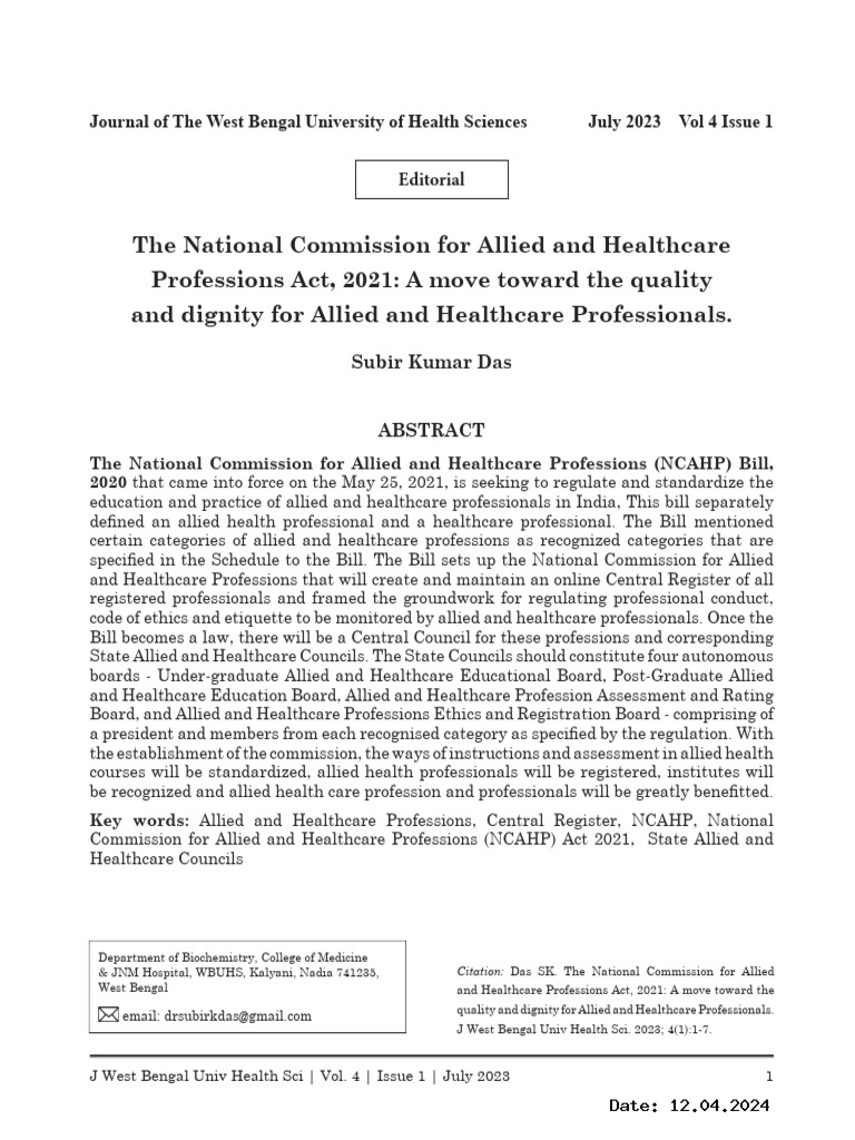 The National Commission for Allied and Healthcare | PDF | Health ...