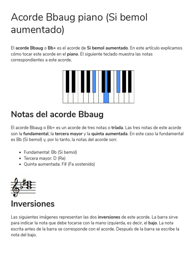 Acorde Bbaug Piano (Si Bemol Aumentado) | PDF