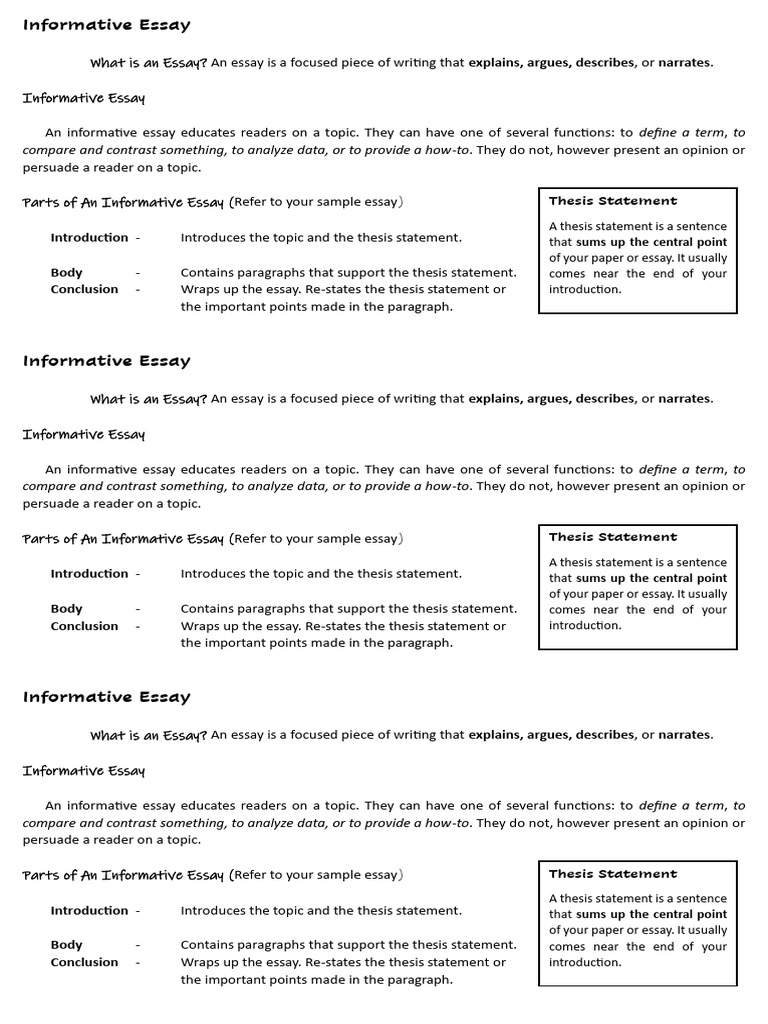 Informative Essay | Download Free PDF | Essays | Thesis