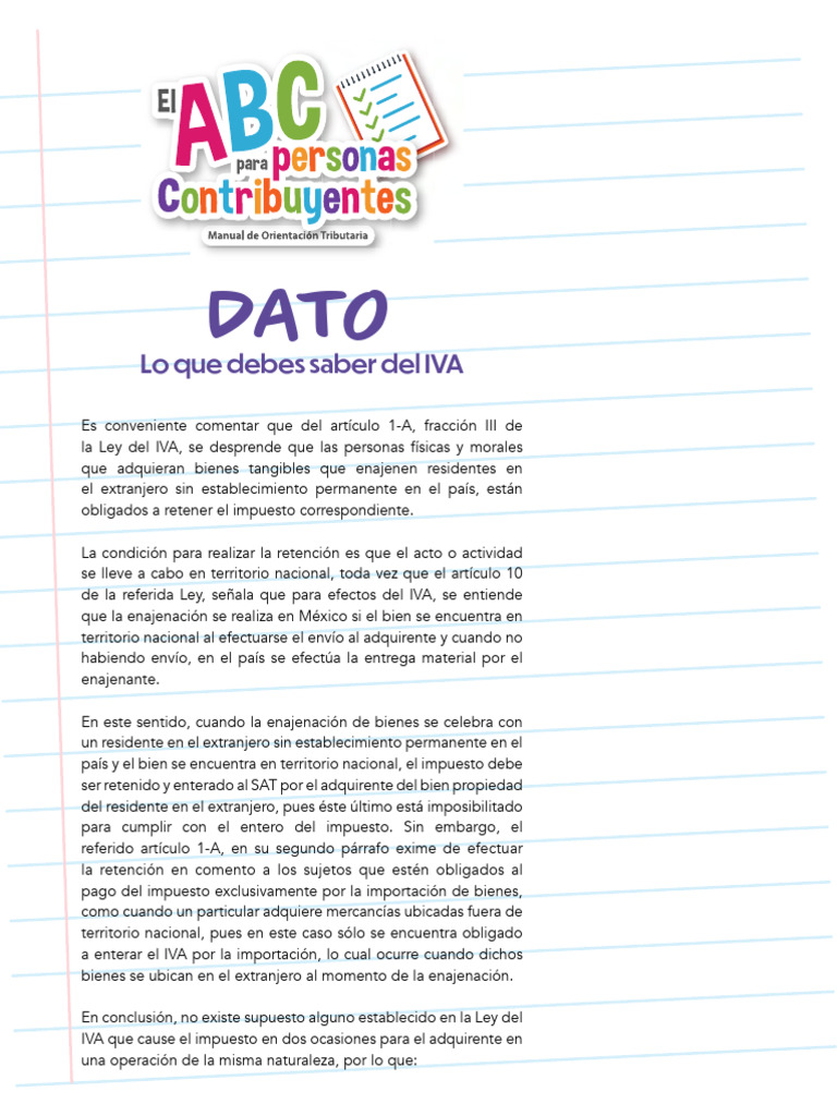 IVA: Retenciones y Exenciones en México | PDF | Impuesto sobre la renta ...