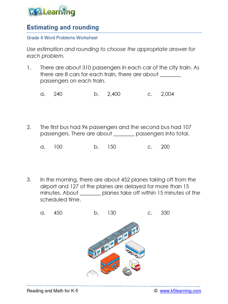 Grade 4 Estimation & Rounding Worksheet | PDF