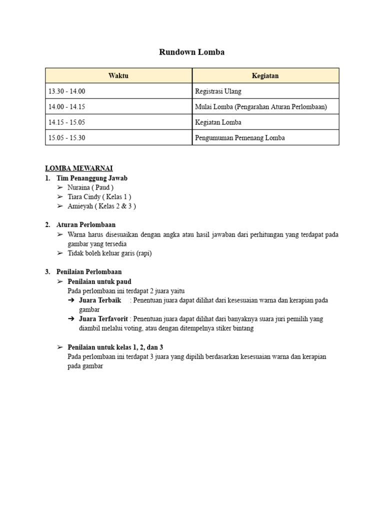 Rundown Lomba 09-05-2024 | PDF