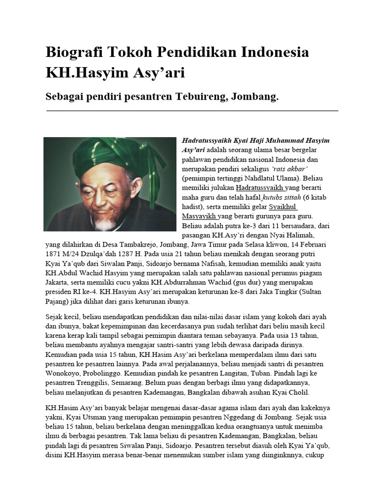 Biografi KH. Hasyim Asy'ari | PDF