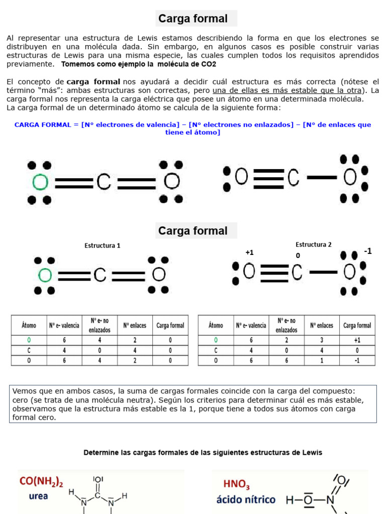 Carga Formal y Geometría Molecular | PDF | Ácido | Moléculas