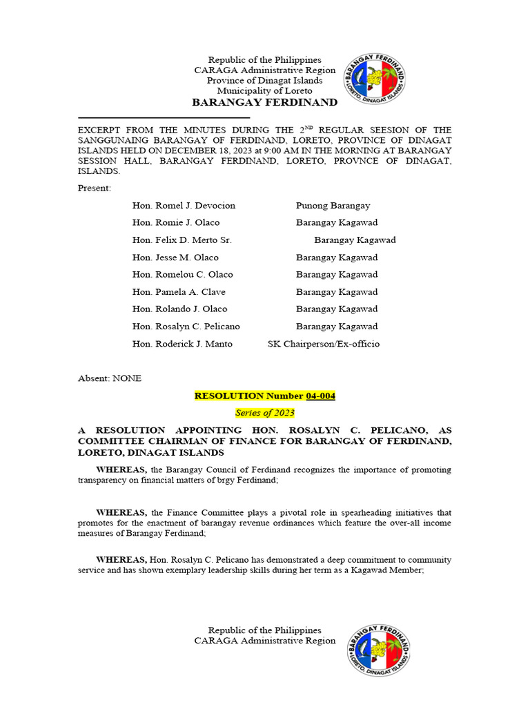 Resolution Committee On Finance | PDF | Government