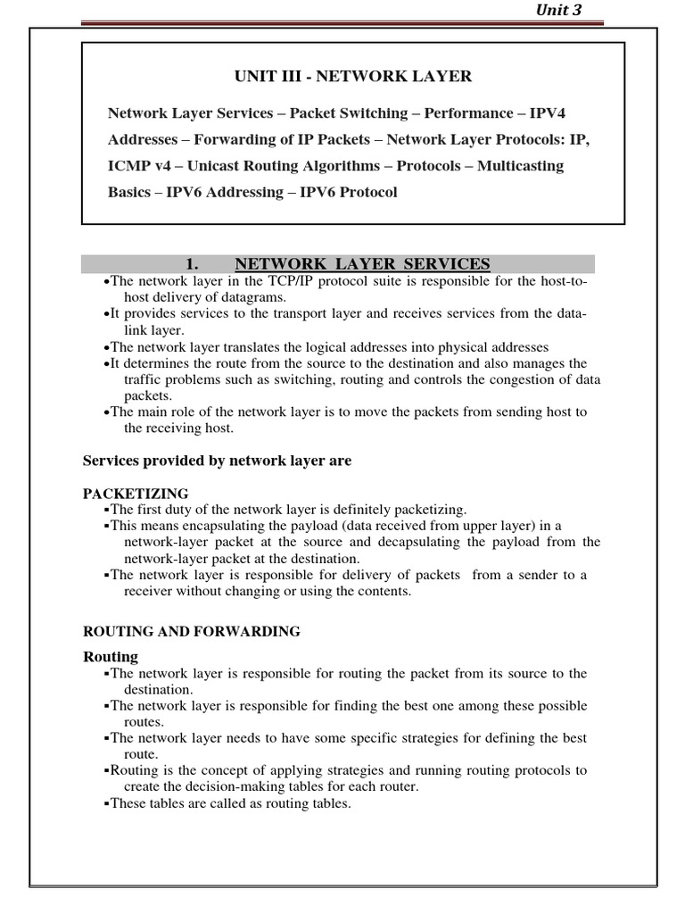 Unit_3 | PDF | Internet Protocols | Network Congestion