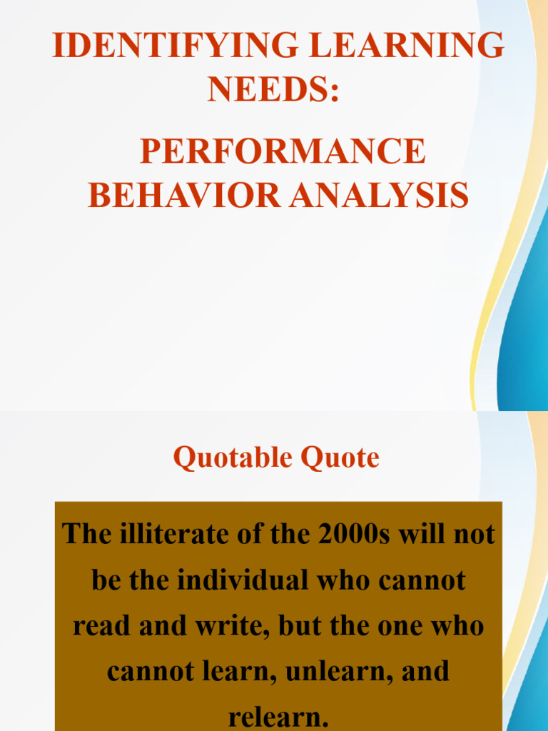 Identifying Learning Needs | PDF | Learning | Learning Styles