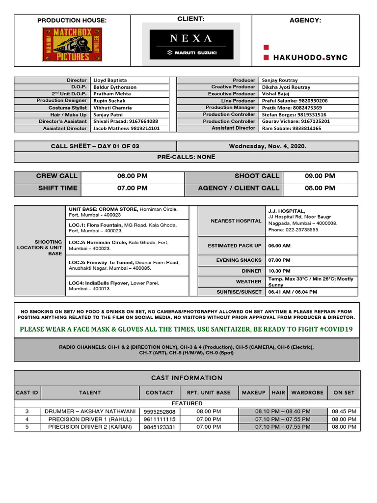 Maruti Suzuki Nexa TVC CS Day01 Nov04112020 | PDF | Vehicles