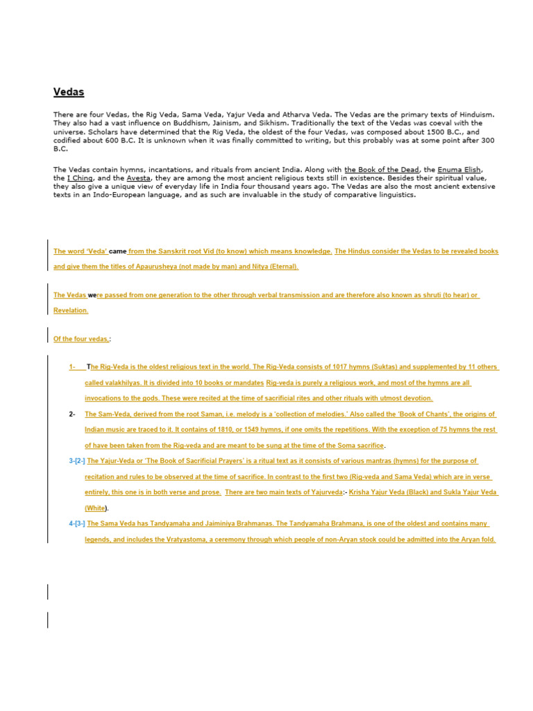 Unit-1 Vedas, Upanishadas and Yogsutras of Patanjali | PDF | Vedas | Yoga