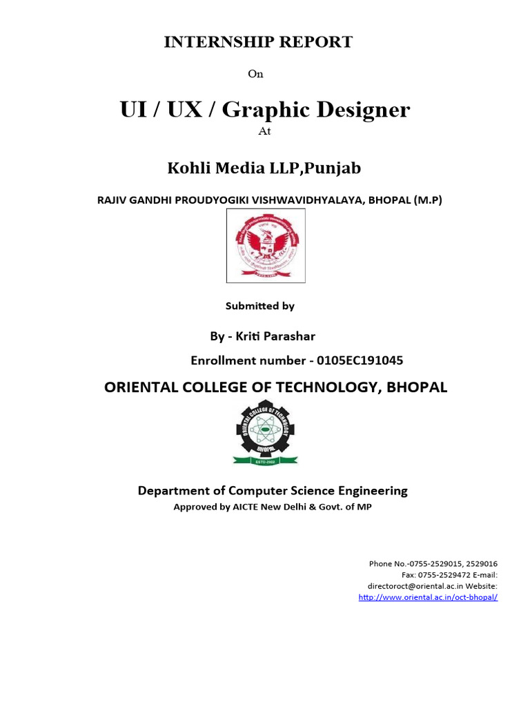 Internship Report 7th Sem | PDF | User Interface | Graphic Design