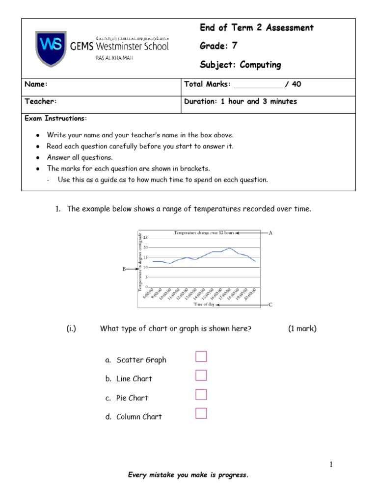 Grade 7 - EOT2 QP | PDF | Spreadsheet | Computing