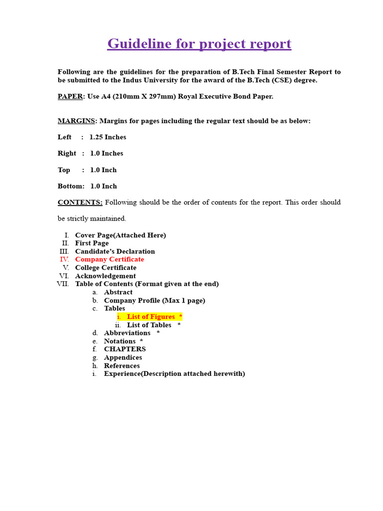 B.Tech Project Report Guidelines | PDF | Times New Roman | Paragraph