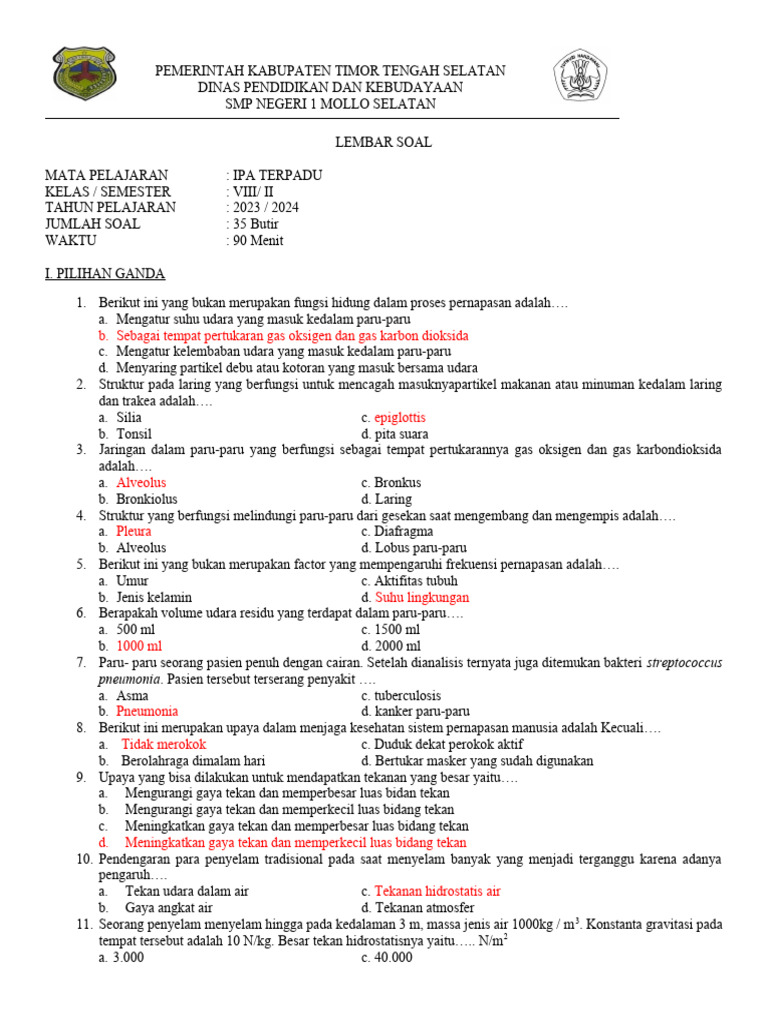 Soal Ipa 8 Smster 2 2024 | PDF