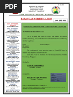 RA 11261 Form 1 - Barangay Certification | PDF