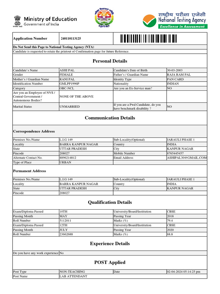 Application | PDF | Identity Document