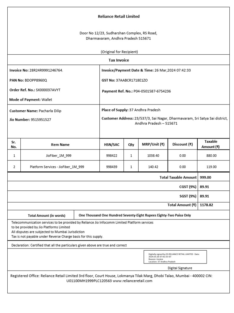 March Internet Bill | PDF | Receipt | Rupee