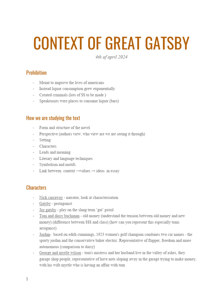 CONTEXT OF GREAT GATSBY | Download Free PDF | The Great Gatsby