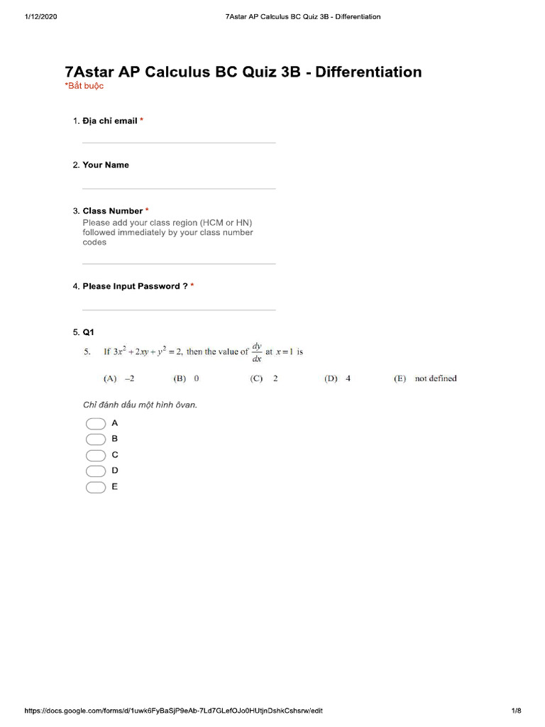 Quiz 3B Calculus | PDF