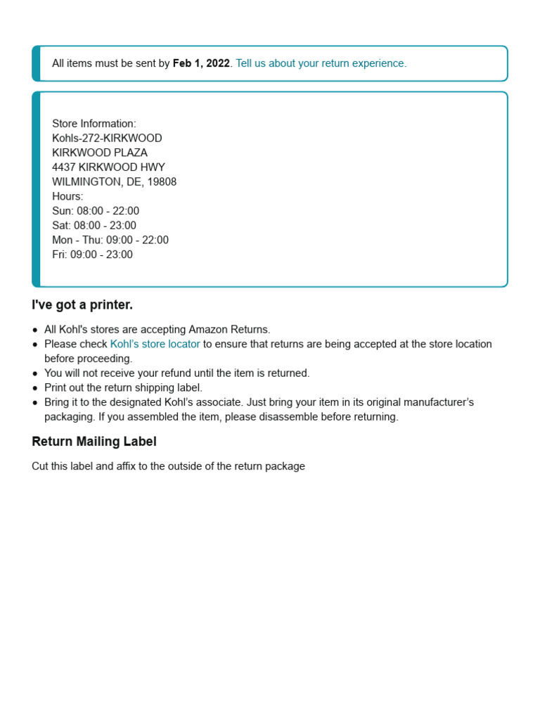Online Return Center | PDF