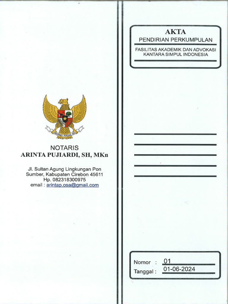 Akta Pendirian Perkumpulan FAKSI | PDF