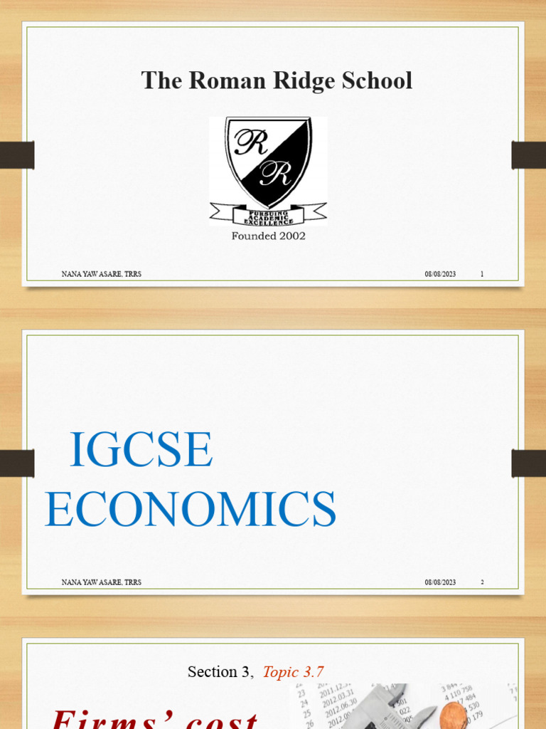 IGCSE Economics: Firm Costs & Revenue | PDF | Average Cost | Economies