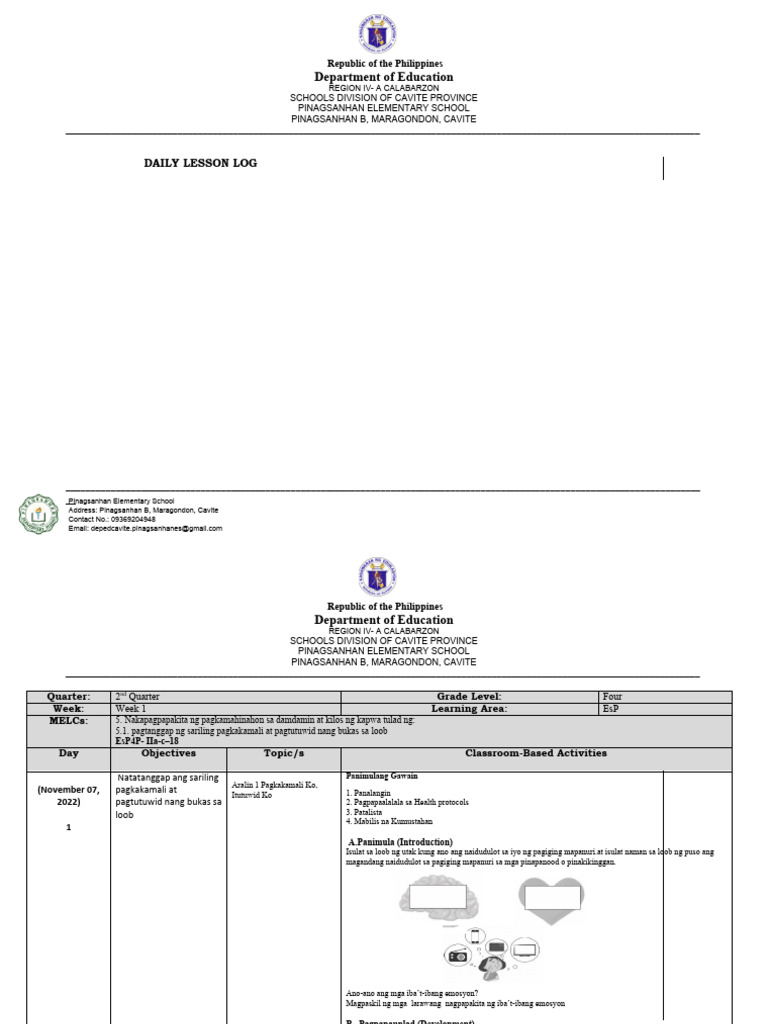 Q2 DLL in EsP 4 Wk1 Day 1 | PDF