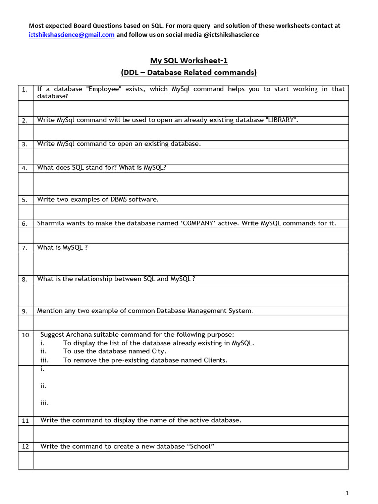 MYSQL Board Most Expected Questions | Download Free PDF | Databases | Relational Database