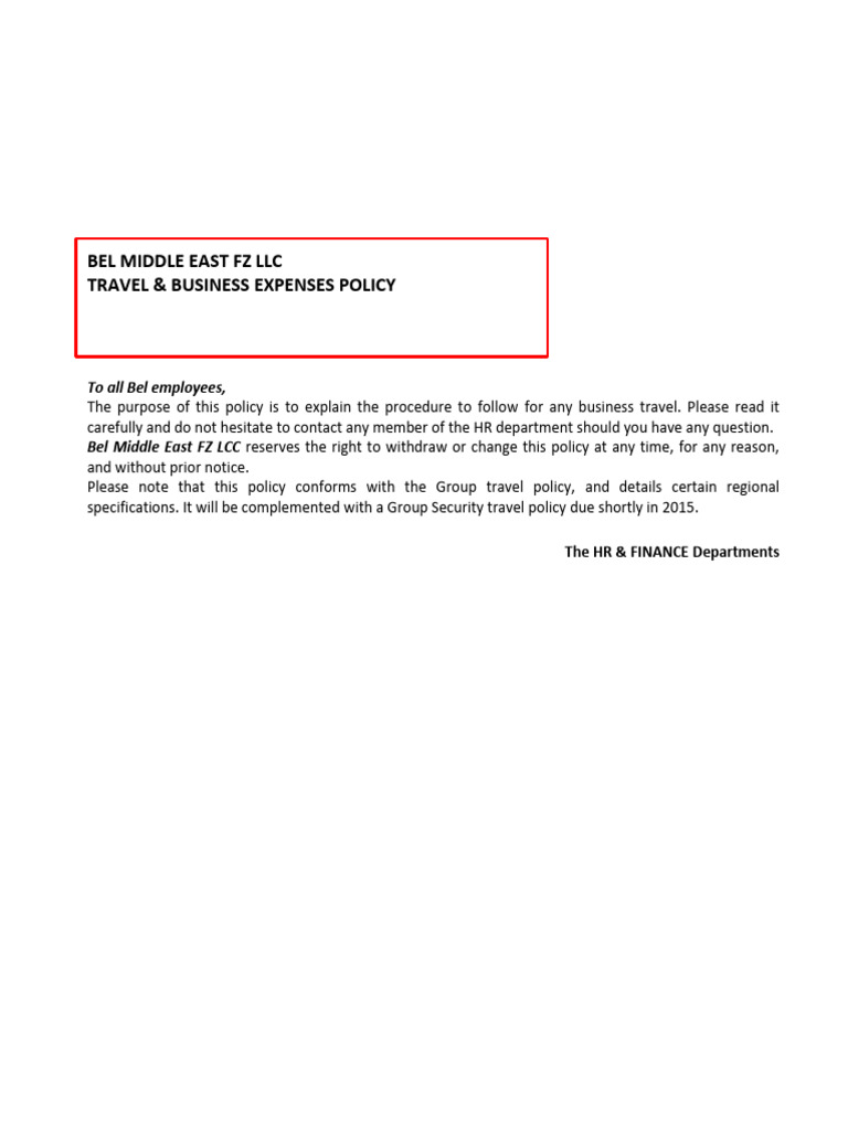 GCC Travel Policy - 2015 v4 | PDF