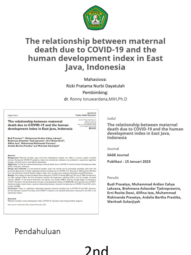 Rizki Pratama N. D - 2210017028 - The Relationship Between Maternal Death Due To COVID-19 and ...
