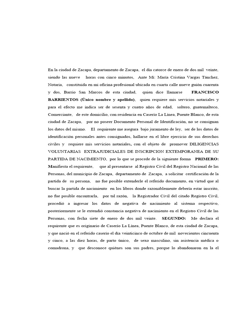 Asiento Extemporáneo Francisco Barrientos Suc 2020 | PDF | Guatemala ...