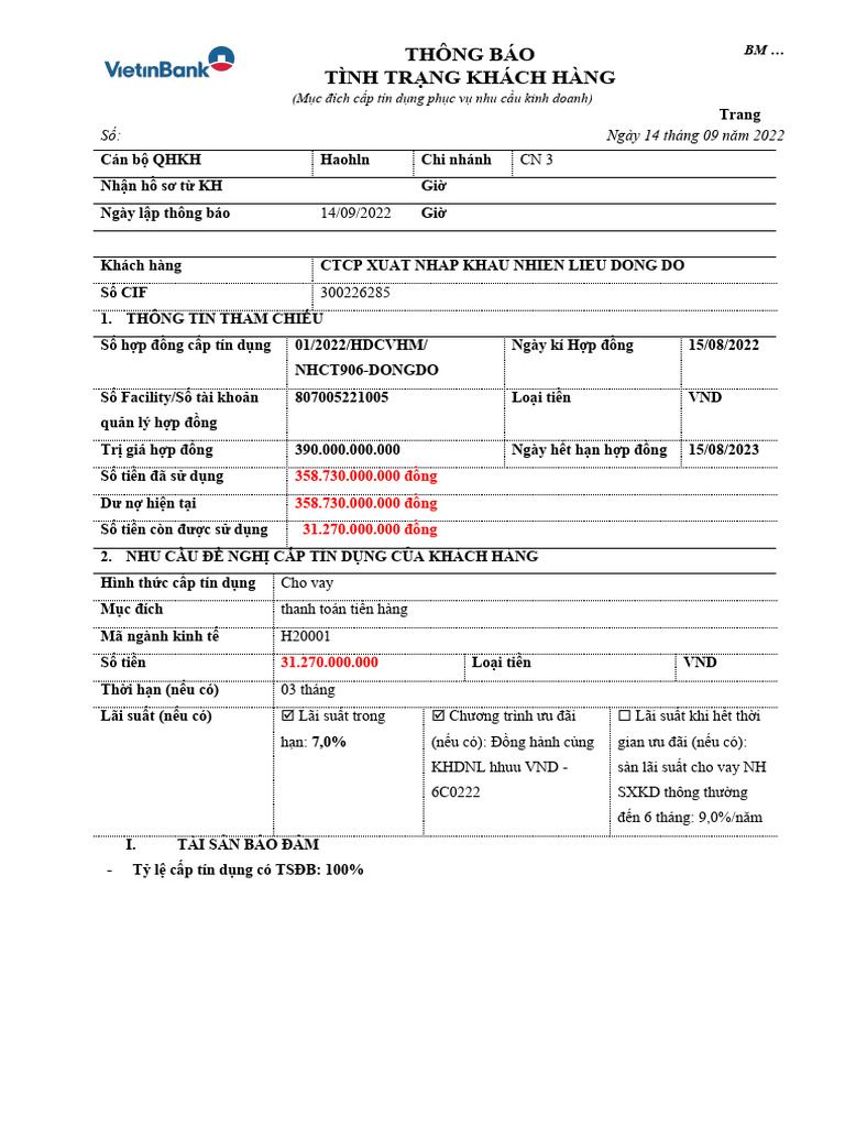 Thong Bao Tinh Trang KH - GNN 10 | PDF