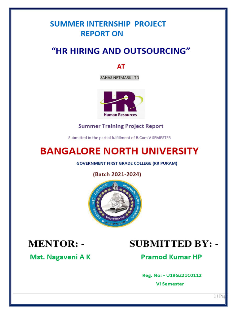 HR final report4 | Download Free PDF | Outsourcing | Call Centre