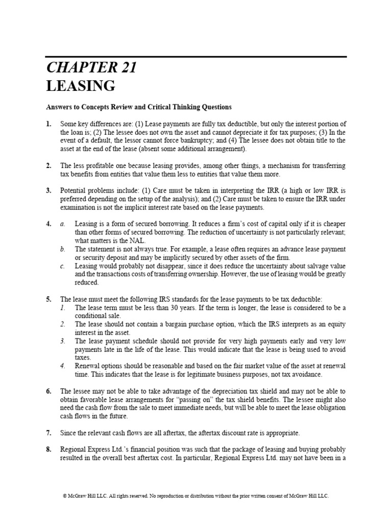 Chapter 21 solution | PDF | Lease | Interest