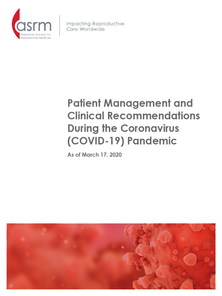 Patient Management During COVID 19 Asrm | PDF | Influenza | In Vitro Fertilisation