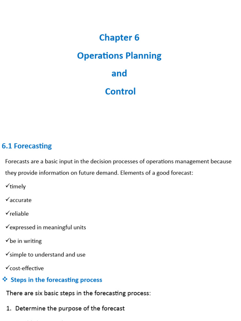 Chapter 6 Operations Planning and Control | PDF | Forecasting