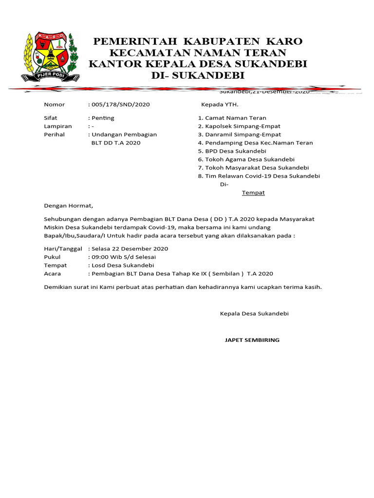 surat undangan blt | PDF