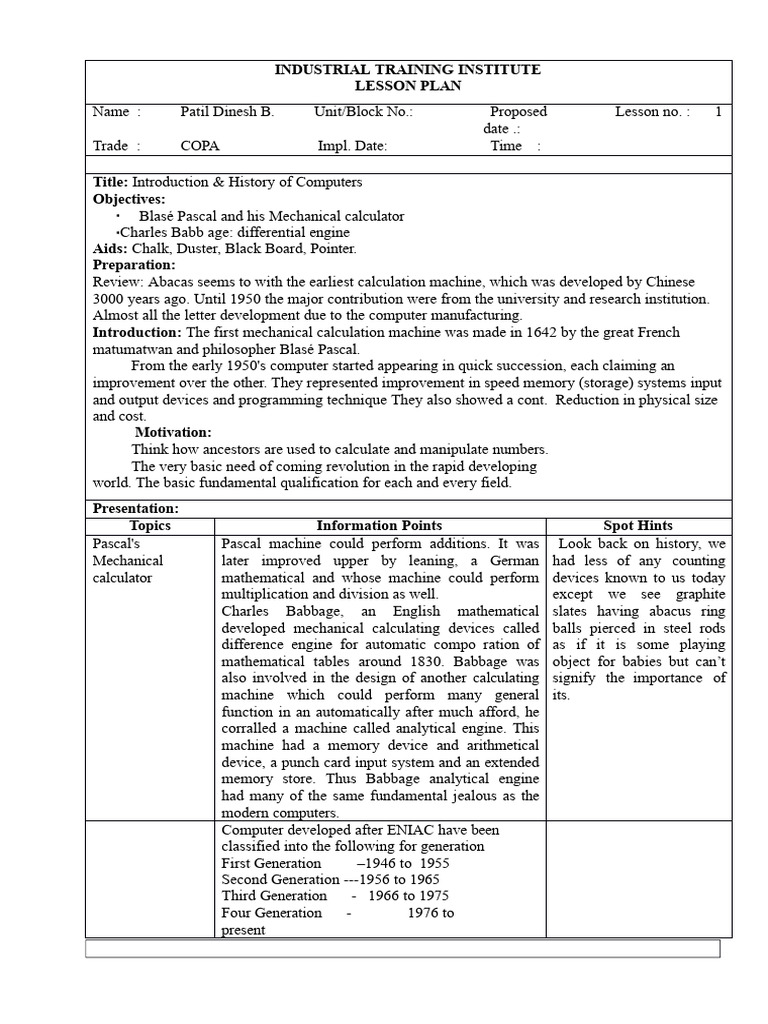 Copa Lesson Plan Sem1 in Doc File | PDF | Computer Data Storage ...